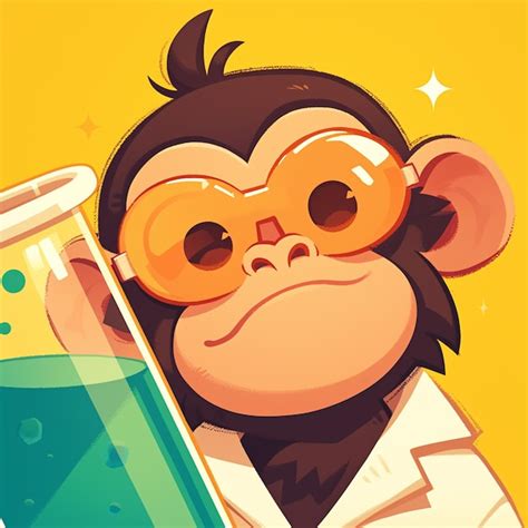Premium Vector A Mischievous Monkey Scientist Cartoon Style