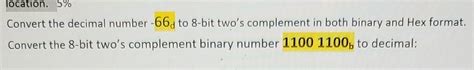 Convert The Decimal Number 66 Convert The 8 Bit Twos