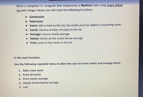 Solved Write A Complete C Program That Implements A