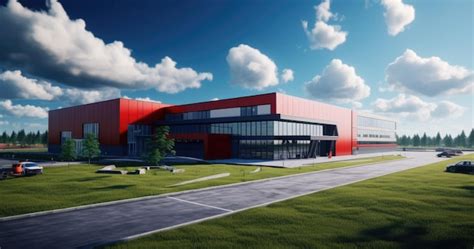 Premium Photo Industrial Warehouse Complex With A Large Green Grassy