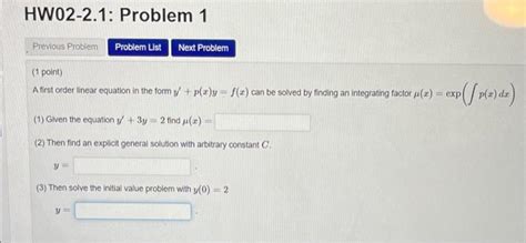 Solved A First Order Linear Equation In The Form Chegg Com