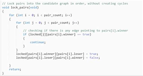 Cs50 Pset3 Tideman Lockpairs Hi Guys Im Stuck On The Lockpairs Function For Tideman