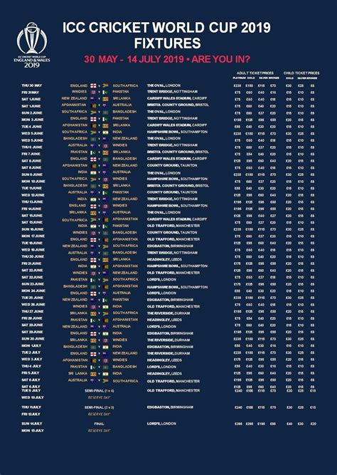 World Cup 2019 Schedule 2019 Cricket World Cup Schedule Revealed