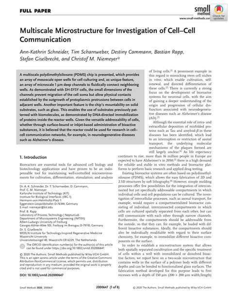 Pdf Multiscale Microstructure For Investigation Of Cellcell Communication