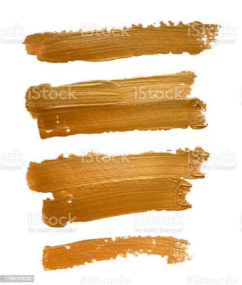 흰색 배경에 아름 다운 질감 황금 스트로크 골드 페인트의 브러시 스트로크의 컬렉션 0명에 대한 스톡 사진 및 기타 이미지 0명 개체 그룹 금 금속 Istock