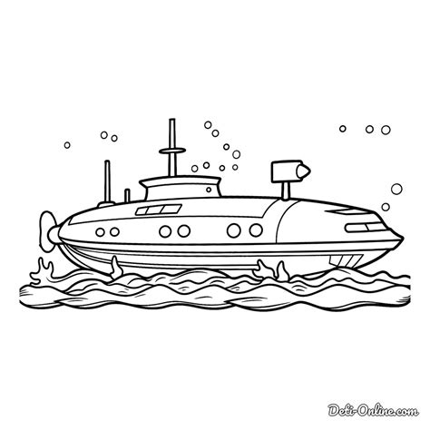 Раскраска Подводная лодка на морском дне распечатать раскраски для детей