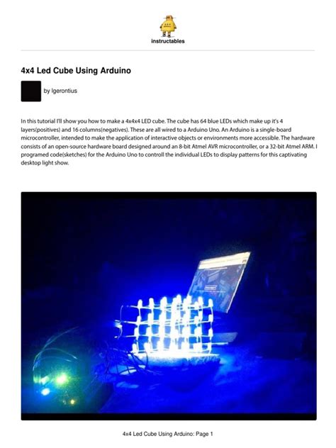 4x4 Led Cube Using Arduino Pdf Arduino Electrical Engineering