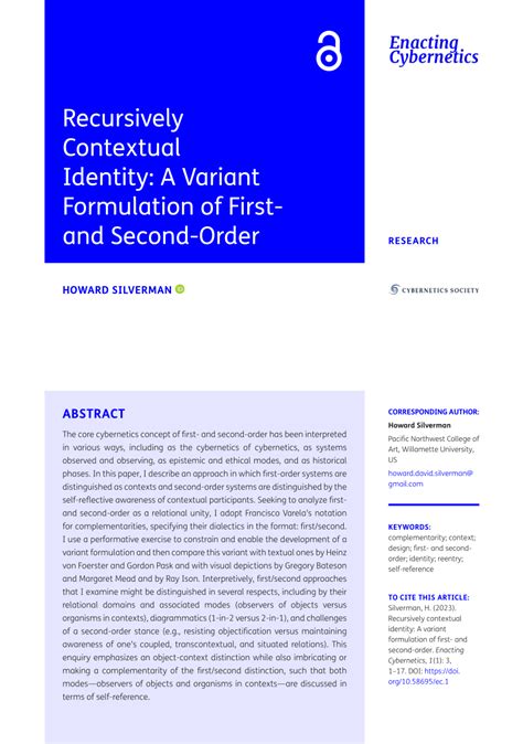 pdf recursively contextual identity a variant formulation of first and second order