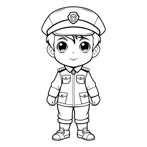 귀여운 만화 경찰관 캐릭터의 컬러링 페이지 대략 프리미엄 벡터 귀여운 만화 경찰관 캐릭터의 컬러링 페이지 대략 프리미엄 벡터