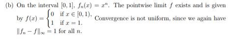 Pointwise Convergent But Not Uniform Convergent Function Example