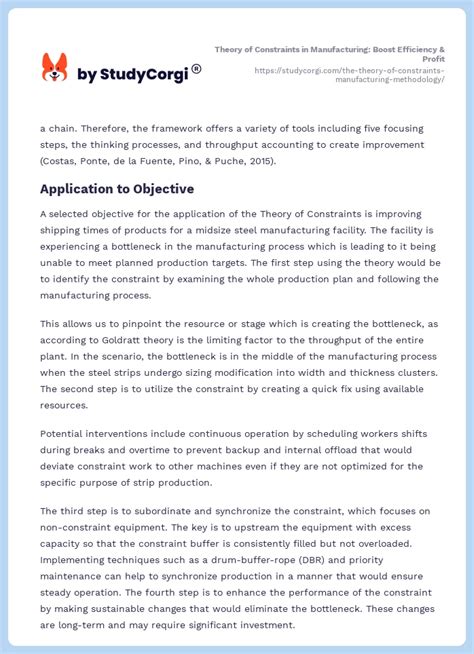 Theory Of Constraints In Manufacturing Boost Efficiency And Profit Free Essay Example