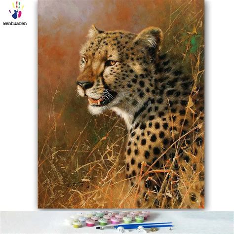 Diy картинки для раскраски по номерам с цветами леопардовая живопись Рисование Живопись по