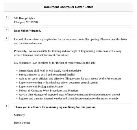 Document Controller Cover Letter Velvet Jobs