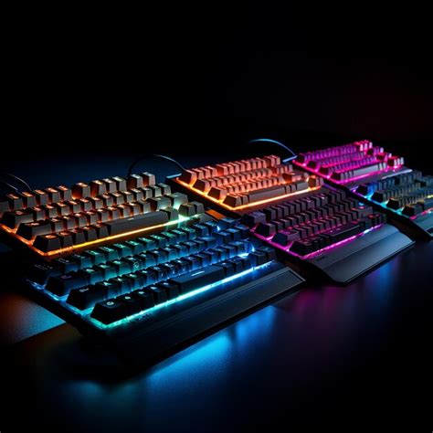Premium Ai Image Hologram Of A Computer Keyboard With Holographic Keys And Backlit