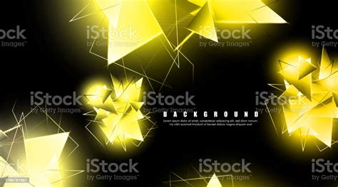 겹치는 빛나는 금색 삼각형과 추상적 인 배경 격리 된 검은 색 배경 Eps 10의 벡터 그림 3차원 형태에 대한 스톡 벡터 아트 및 기타 이미지 Istock