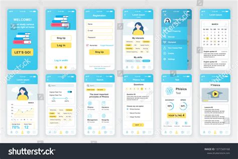 Set Ui Ux Gui Screens Education Stock Vector Royalty Free 1371569168 Shutterstock