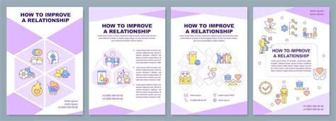 관계 보라색 브로셔 템플릿을 개선하는 방법 프리미엄 벡터
