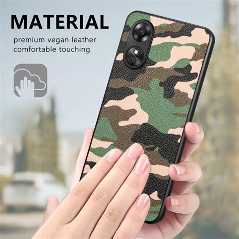 For Oppo A17 Camouflage Leather Back Cover Phone Caseyellow