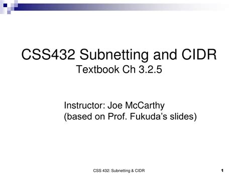 PPT CSS Subnetting And CIDR Textbook Ch PowerPoint Presentation ID