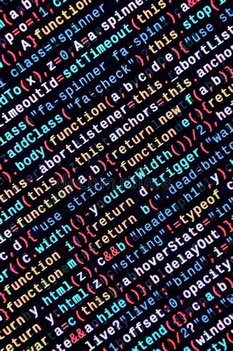 JavaScript Code In Text Editor Coding Cyberspace Concept Screen Of