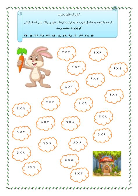 کاربرگ ریاضی سوم دبستان امام حسن مجتبی رفسنجان ضرب گاما