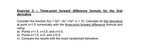 solved exercise 3 three point forward difference formula