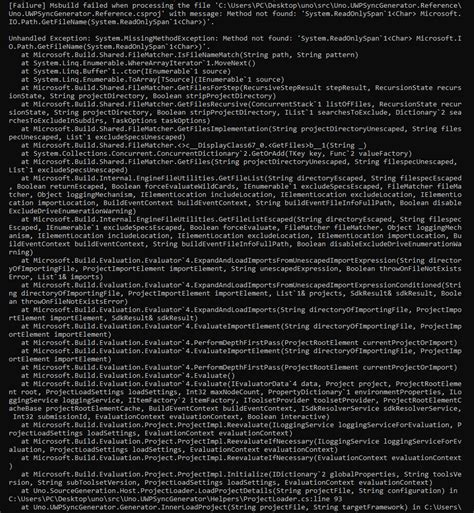 Method Not Found When Running Sync Generator · Issue 9560 · Unoplatformuno · Github