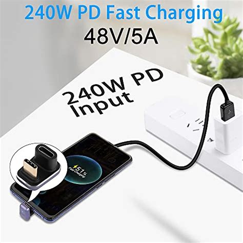 Qianrenon 240w 40gbps Usb C U Shaped Adapter Usb4 0 Type C Male To Female 180 Degree Angle