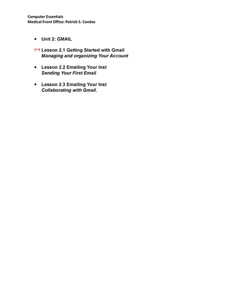 Unit 2 Gmail Condez Patrick S Medical Front Office Patrick S
