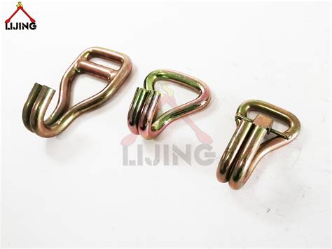 Steel Ratchet Double J Hooks Tie Down Strap Webbing Split Center J Hook Ratchet Tie Down And