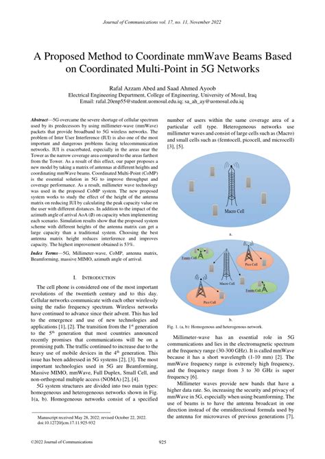 Pdf A Proposed Method To Coordinate Mmwave Beams Based On Coordinated Multi Point In 5g Networks