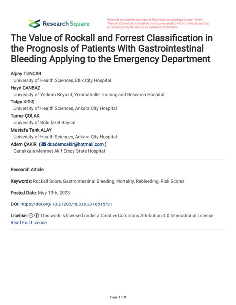 Pdf The Value Of Rockall And Forrest Classification In The Prognosis