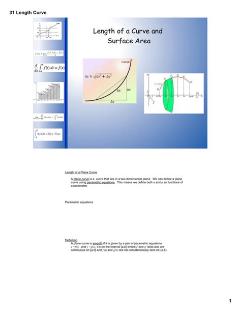 Length Of A Curve And Surface Area 31 Length Curve