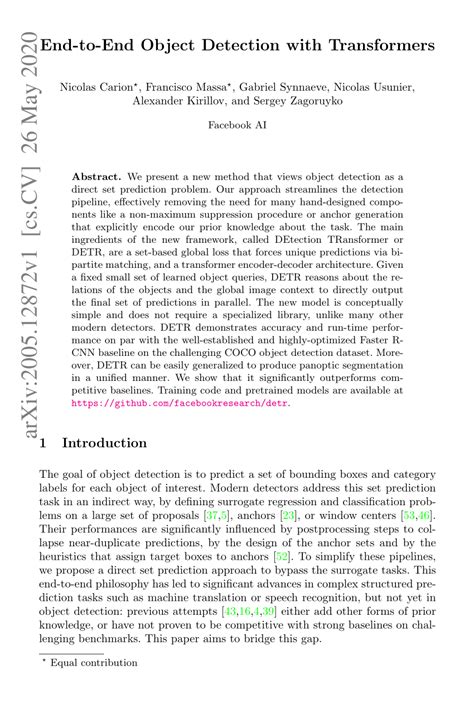 pdf end to end object detection with transformers