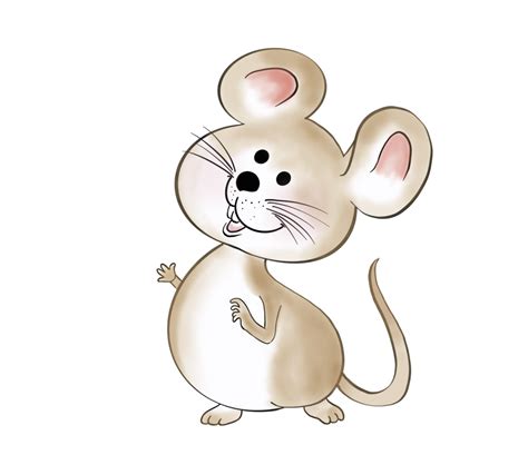 Little Cute Big Ears Brown Doodle Cartoon Mouse Character Is Standing