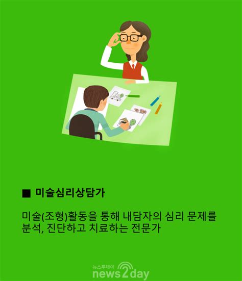 박용인의 Job카툰 미술심리상담가 미술 활동을 통해 내담자의 심리 문제를 분석하고 치료하는 전문가