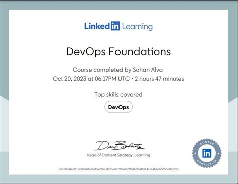 Sohan R Alva On Linkedin Just Finished The Course “devops Foundations” By Ernest Mueller And James…