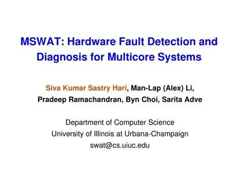 Ppt Mswat Hardware Fault Detection And Diagnosis For Multicore Systems Powerpoint