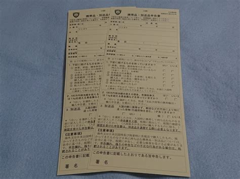 Yahoo オークション 日本国 日本人 携帯品 別送申告書 帰国時 入国