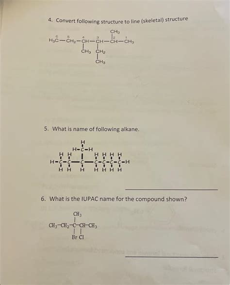 Solved 4 Convert Following Structure To Line Skeletal