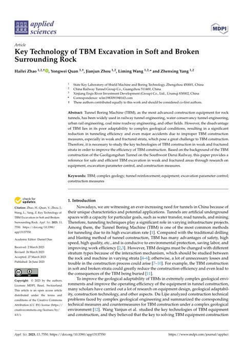 Pdf Key Technology Of Tbm Excavation In Soft And Broken Surrounding Rock