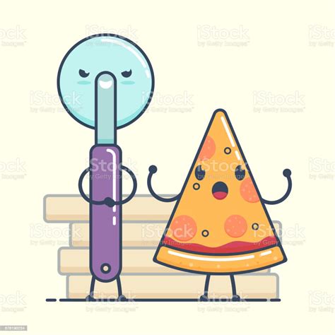 재미 있는 문자 피자와 칼 패스트 푸드 문자입니다 평면 벡터 일러스트입니다 절연 0명에 대한 스톡 벡터 아트 및 기타 이미지 0명 고기 노랑 Istock
