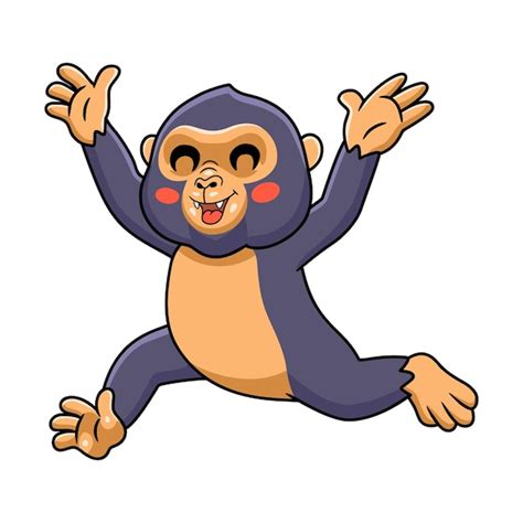 Premium Vector Cute Little King Kong Cartoon Running