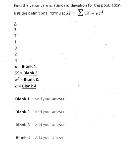 Answered Find The Variance And Standard Bartleby