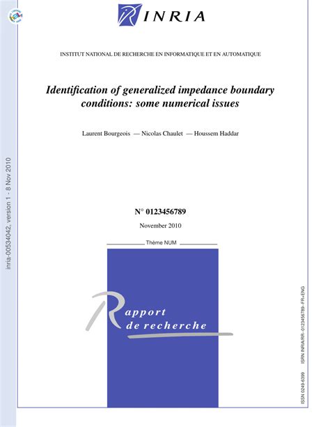 Pdf Identification Of Generalized Impedance Boundary Conditions Some Numerical Issues
