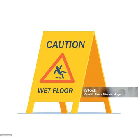 젖은 바닥 경고 벡터 표지판은 흰색 배경에 분리되어 있습니다 현대적인 플랫 스타일로 떨어지는 남자와 노란색 삼각형 벡터