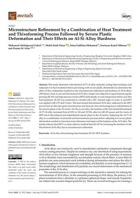 Pdf Microstructure Refinement By A Combination Of Heat Treatment And