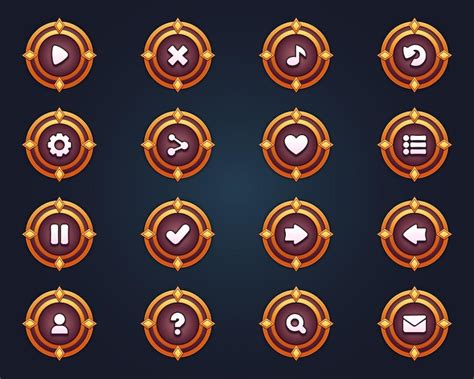 Premium Vector Set Of Brown Buttons For Mobile Games Game Interface