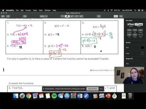 Evaluating Functions Function Notation YouTube