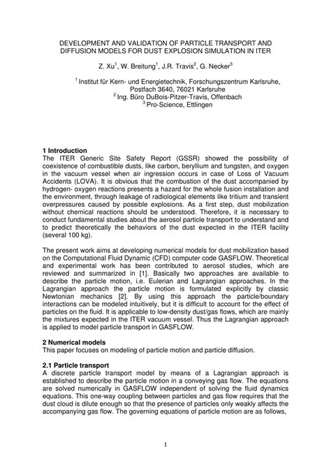Pdf Development And Validation Of Particle Transport And Diffusion